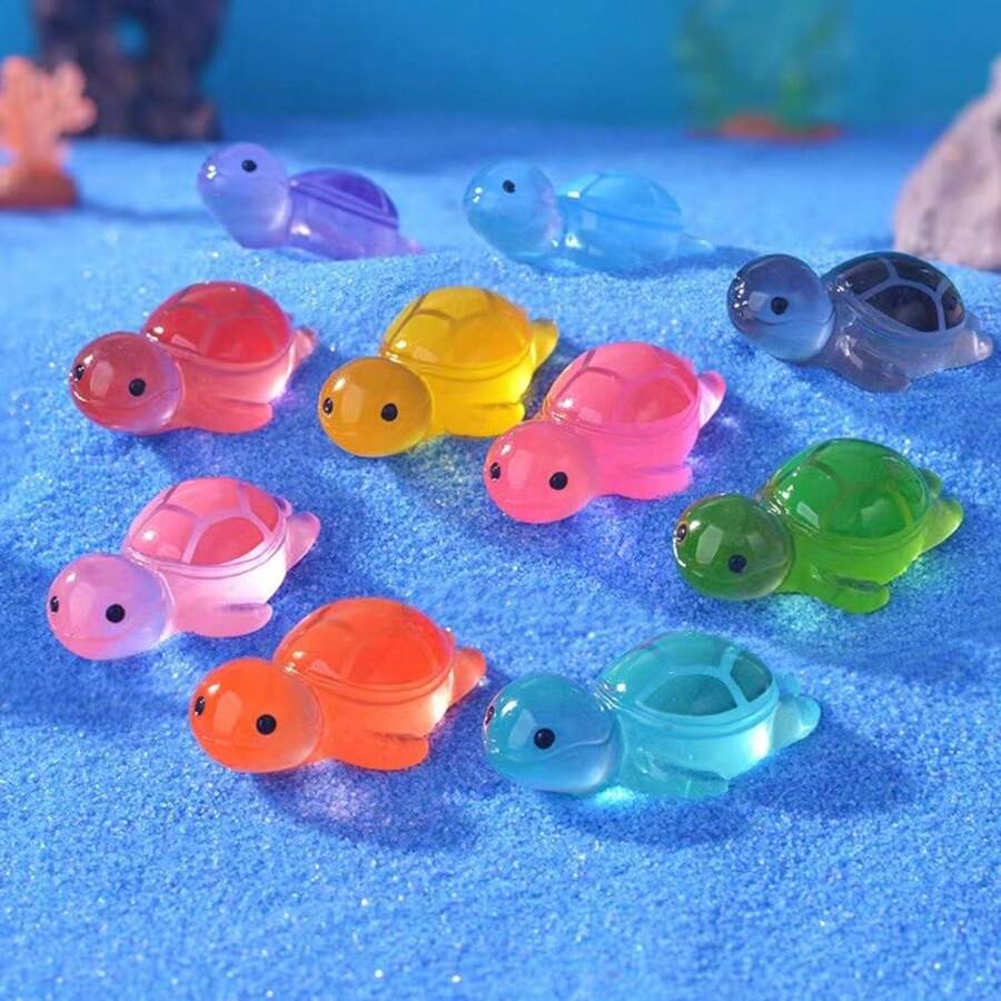 100pcs Mini Glow-In-The-Dark 3D Turtle Resin DIY Decoration Accessories ...