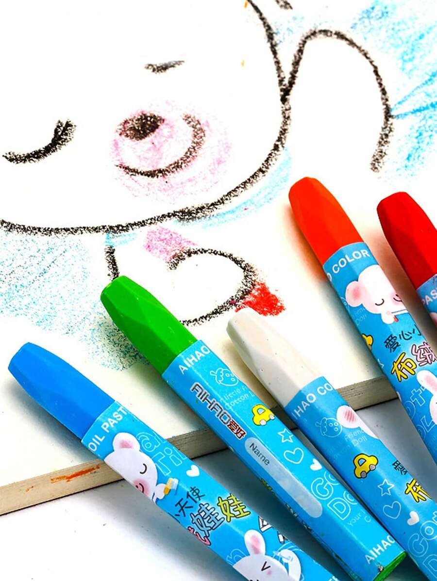 12 Colors Hexagonal Smooth Oil Pastel Crayons Set For Students Drawing ...