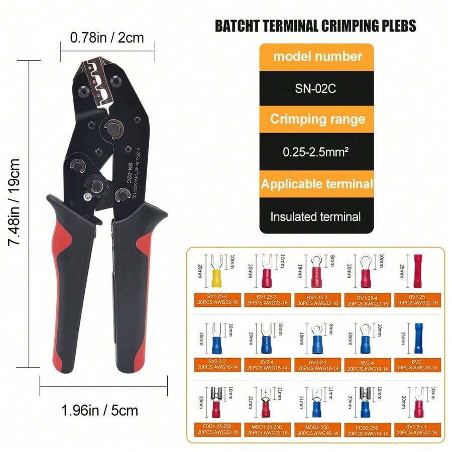 1 Set SN-02C Wire Crimping Tool Set, Insulated Wire Electrical ...
