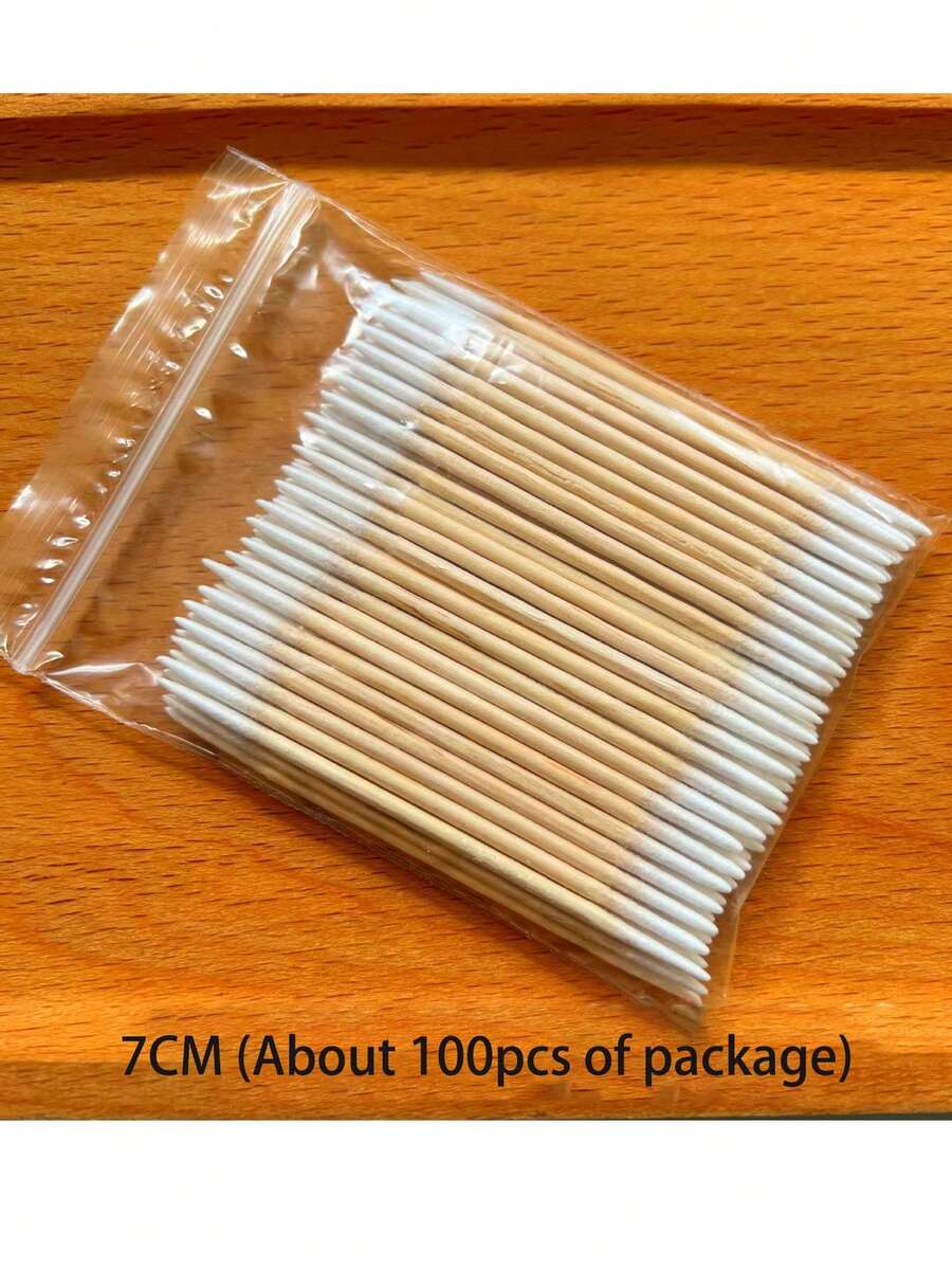 BUCICE 100PCS Embroidery Nail Lash Double Tip Swabs Disposable Beauty ...