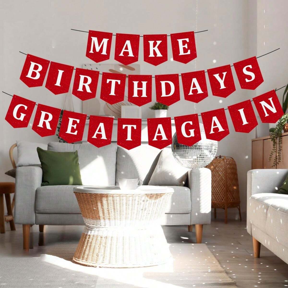 A Fun Birthday Party Set Including Glitter Paper MAGA Birthday Banner ...