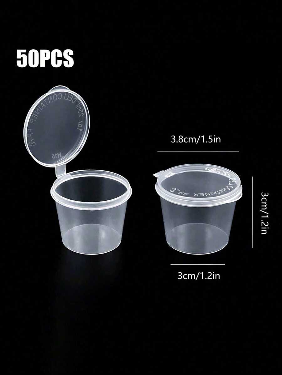 50Pcs Clear Food Small Sauce Containers Package Box Lid Portable ...
