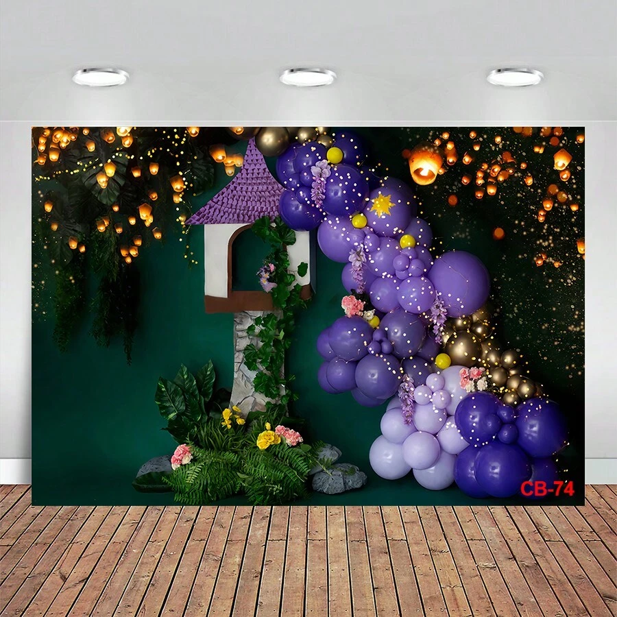 Tangled Rapunzel Princess Backdrop Birthday Background Purple Vinyl ...