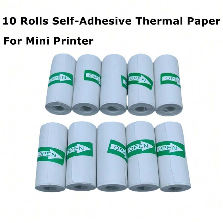 10 Rolls Of White Thermal Printing Sticker Paper, 57x25mm, Compatible ...