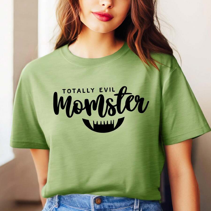 Totally Evil Momster | Short Sleeve Crew Neck | SHEIN USA