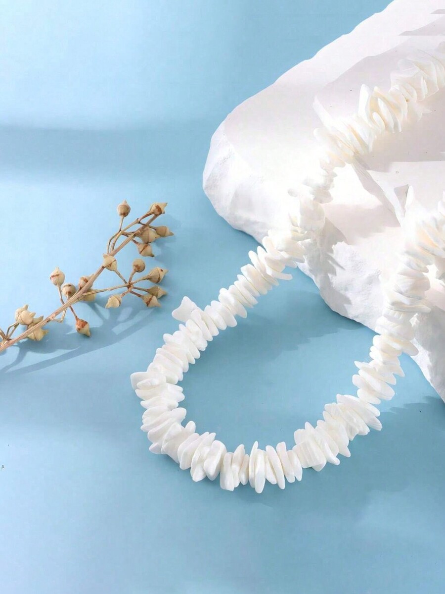 1Strand White/Black Shell Necklace Conch Clam Shell Piece Necklace ...