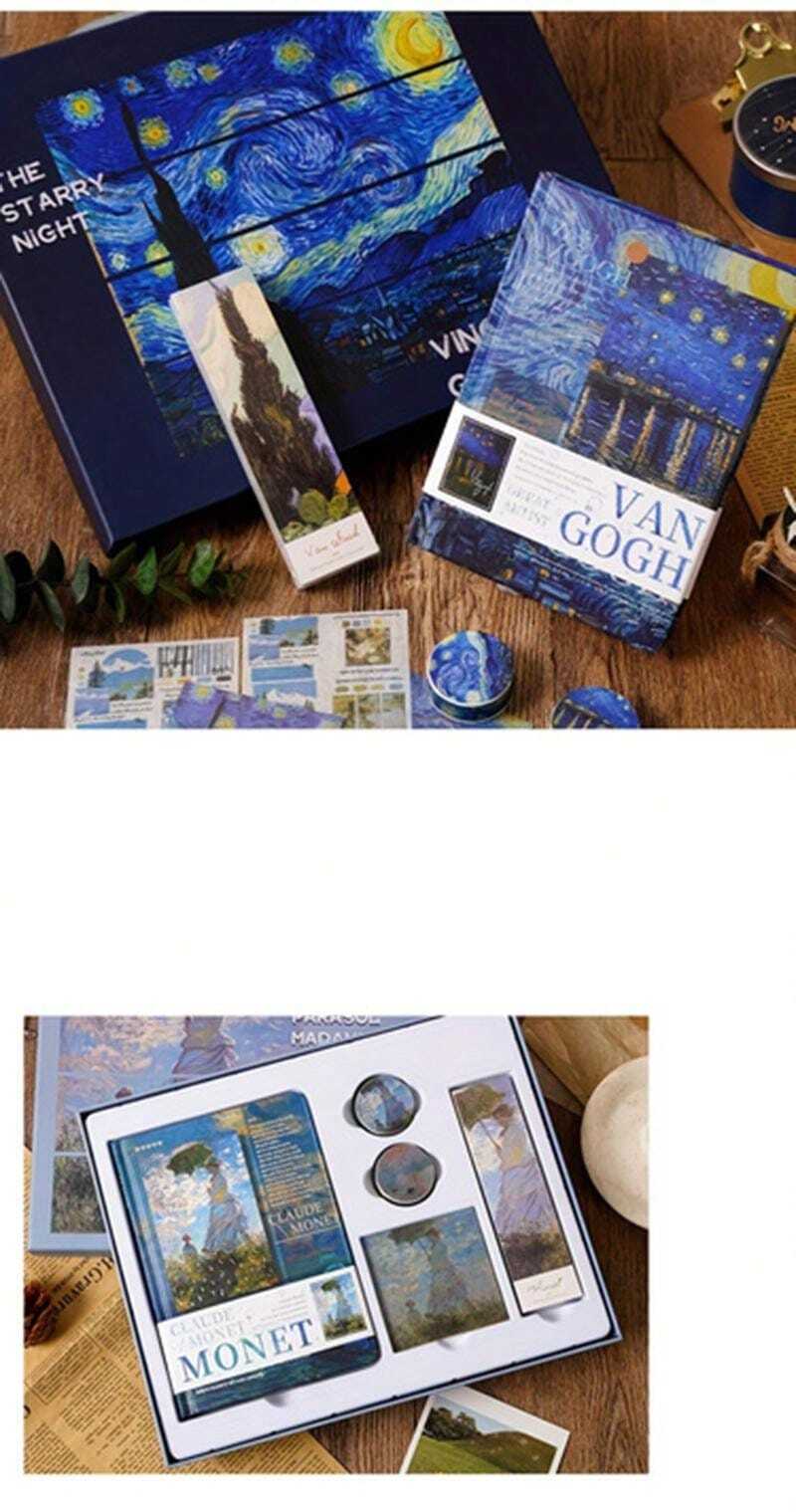 Artistic Notebook Set For Students - Includes Planner, Washi Tape, Vincent Van Gogh & Claude ...