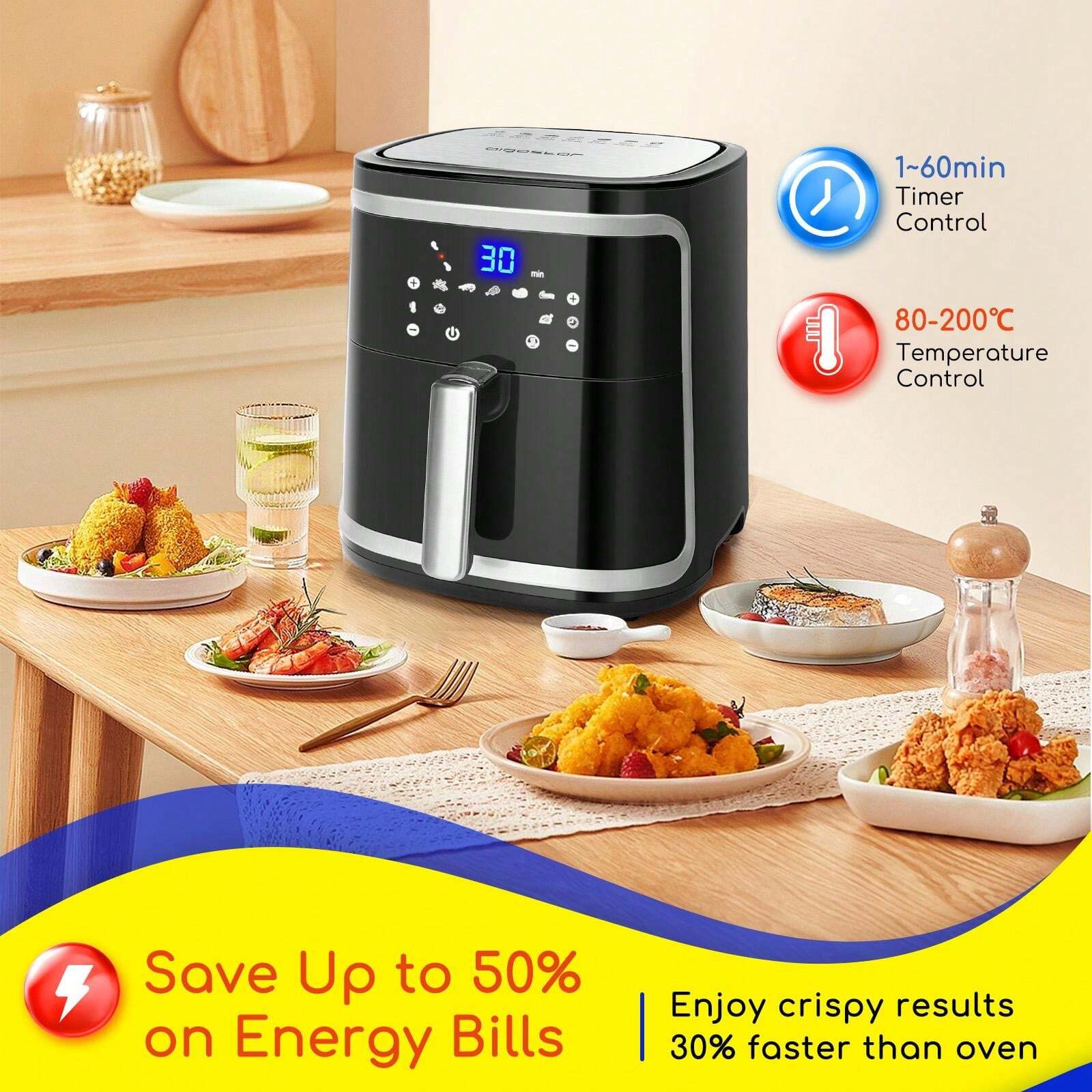 Aigostar 7L 1900W Air Fryer Oven With Recipes, Digital Touchscreen With ...