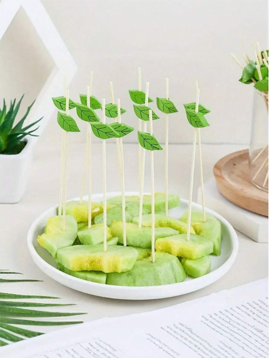 25pcs Disposable Creative Fruit Signs, Leaf-Shaped Fruit Tray Signs ...