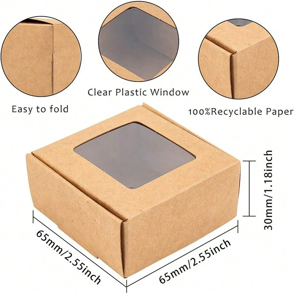 30 Packs 2.5x2.5x1.2 Square Brown Kraft Paper Boxes Gift Candy Boxes ...
