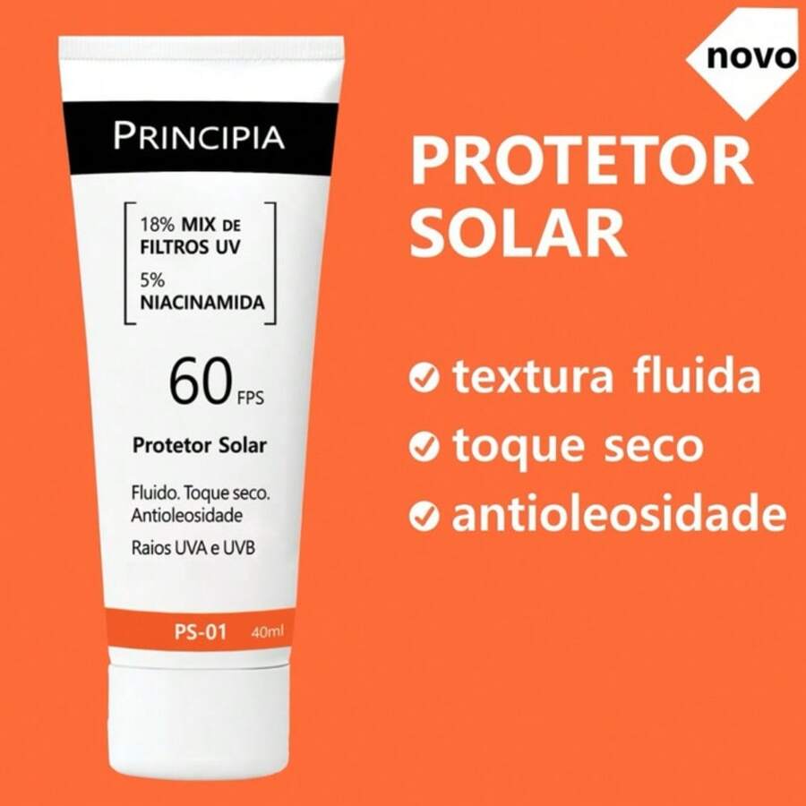 Protetor Solar Principia Ps 01 Fps 60 Fluido Toque Seco Antioleosidade ...