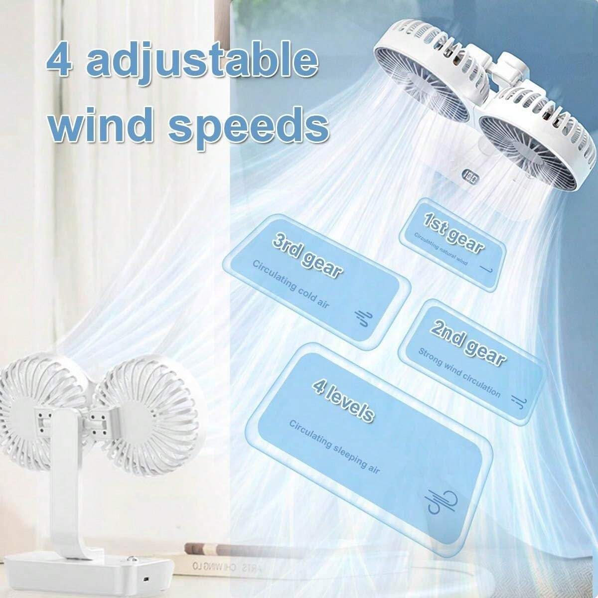 Double-Sided Fan, 2024 Upgrade Desktop Swing Double-Head Fan, Double ...