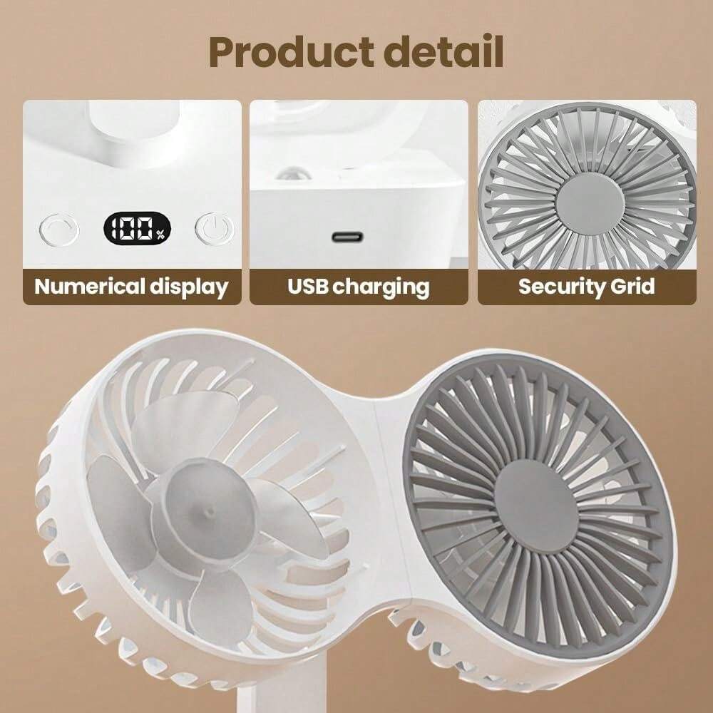 Portable Double-Sided Fan, 2024 Upgrade Desktop Swing Double-Head Fan ...