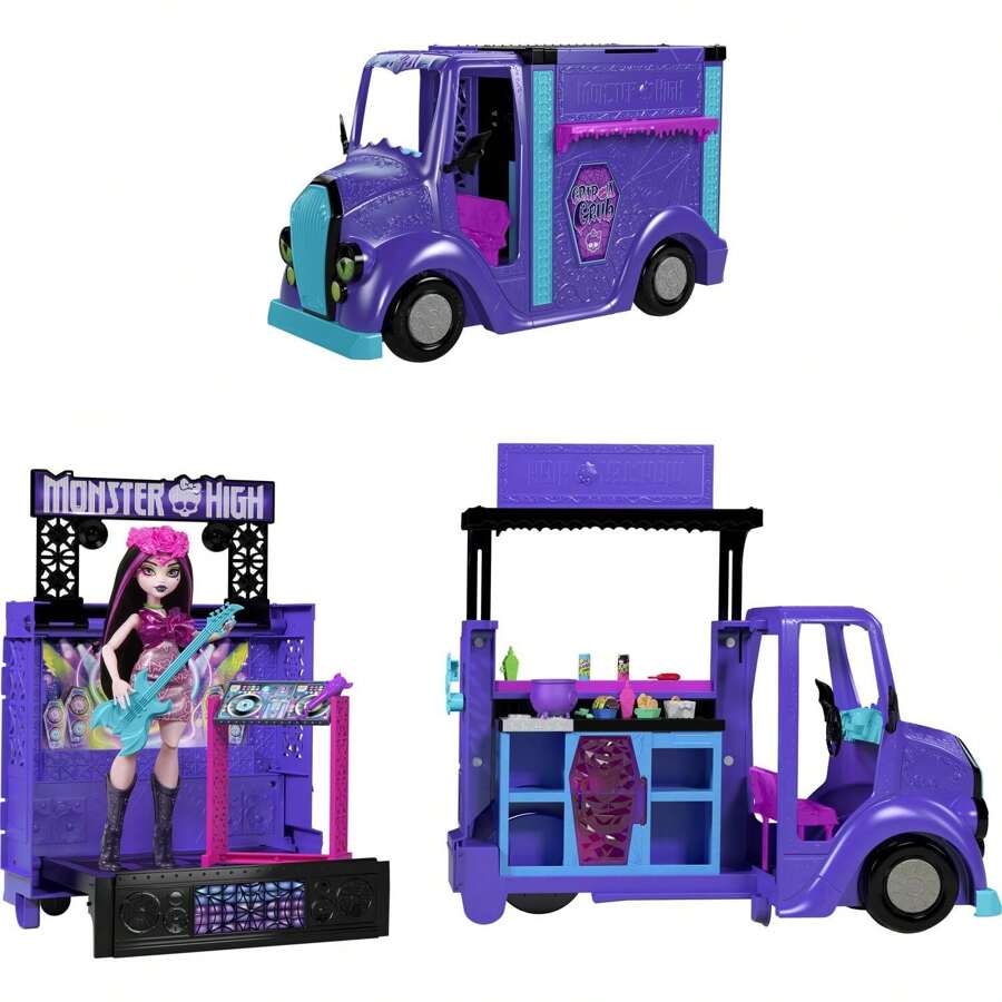 Mattel - Monster Doll And Fangtastic Rockin' Food Truck Playset ...