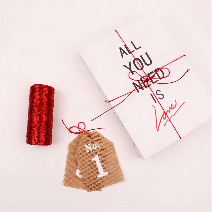 100m/Roll 2mm Red Hollow Core Twine Hang Tag String Rope For Gift ...