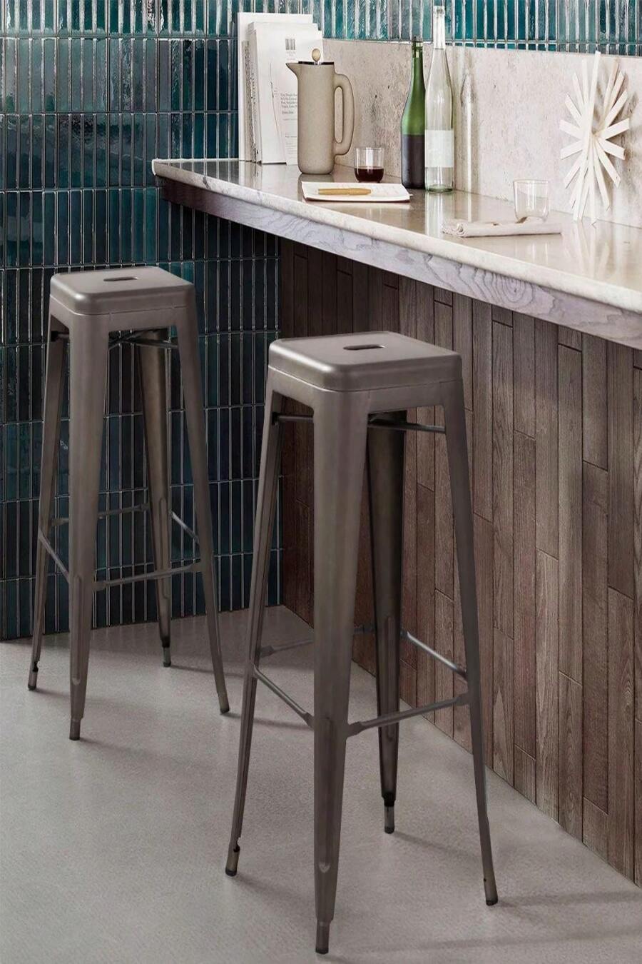 Indoor-Outdoor Stackable Barstool 30 Inches Metal Bar Stools High ...