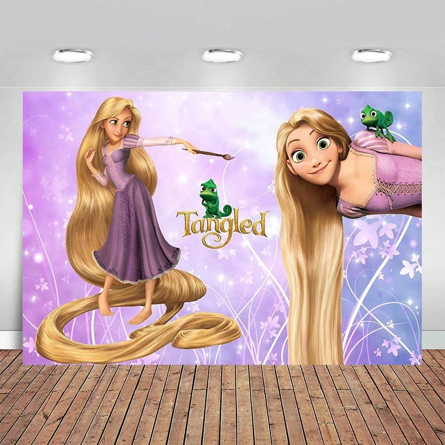 Tangled Rapunzel Princess Backdrop Birthday Background Purple Vinyl ...