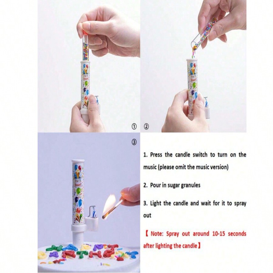 1pc Surprise Musical Candy Fireworks Birthday Candle, Sings & Sprays ...