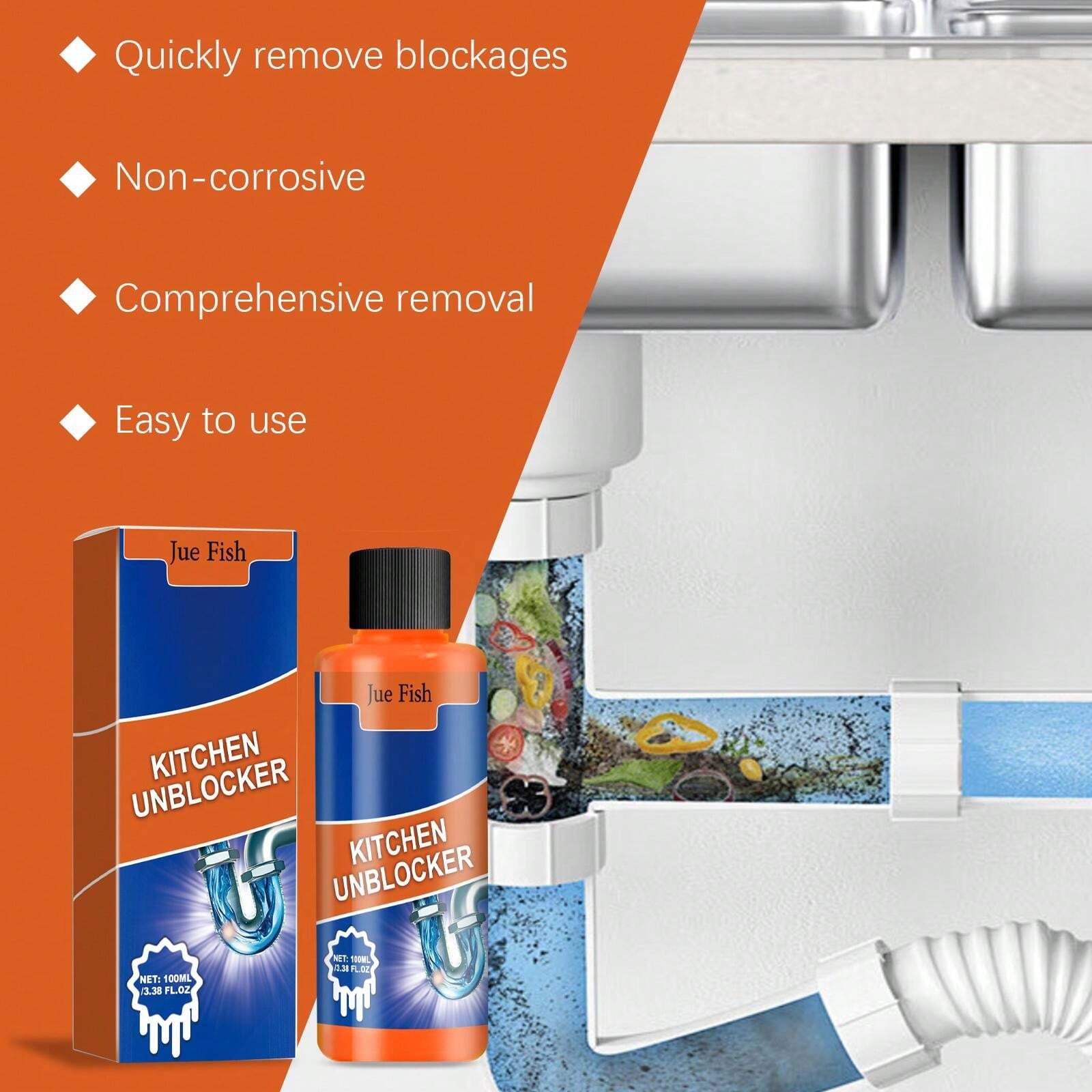 Drain Cleaner, Fast And Powerful Drainage Unclogger For Kitchen And ...