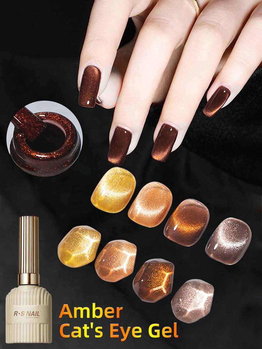 RS NAIL RS NAIL アンバーキャットアイジェルネイルポリッシュ10g 1個、UV LED セミパーマネントマグネティックジェル ...