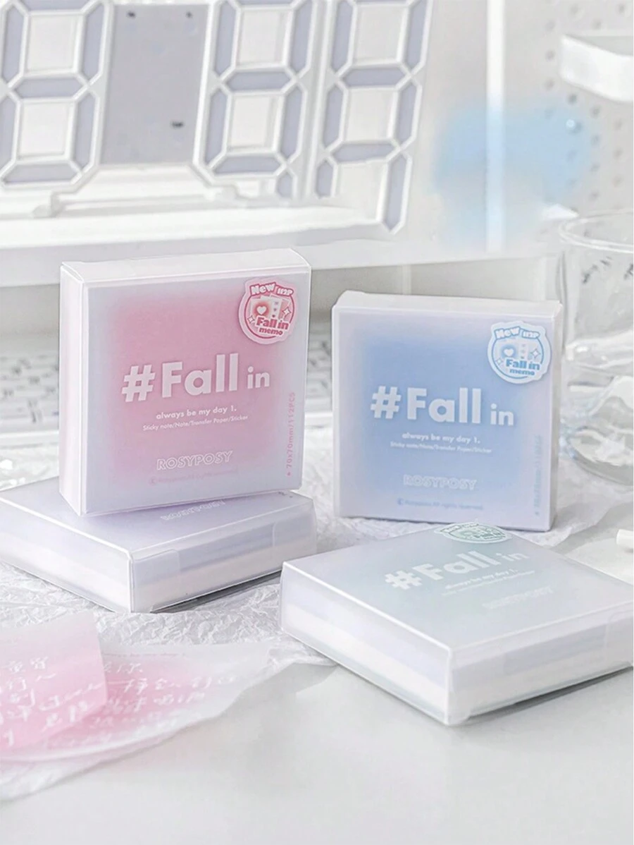 1pc Memo Pad, Study Use Gradient Tracing Paper Boxed Memo Notes Sticker ...