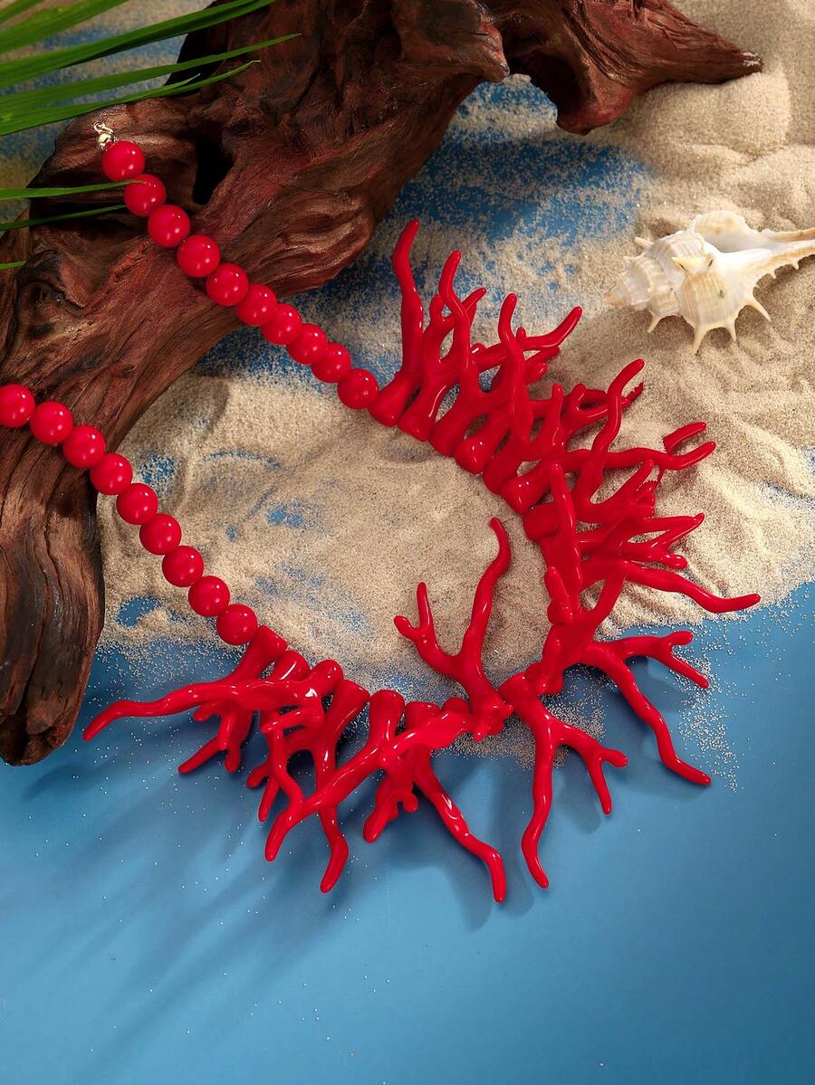 1 pieza de colllo de coral de playa oceánica simple y elegante | Mode ...