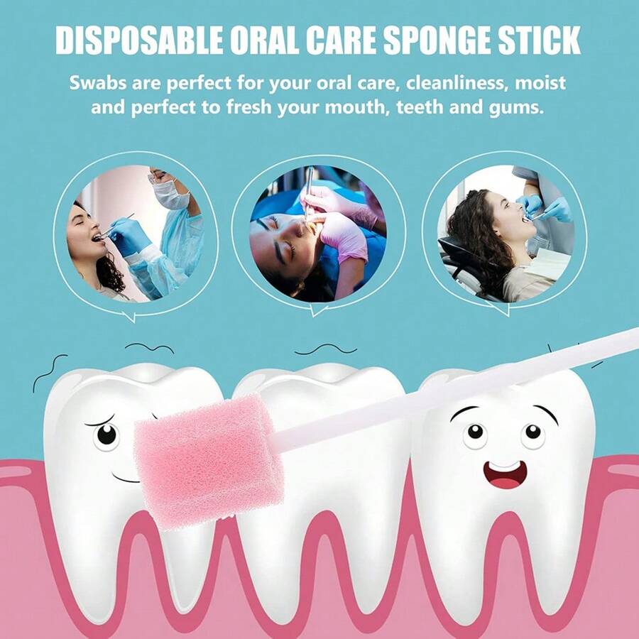 100pcs Cleaning Mouth Swabs Foam Sputum Sponge Stick For Oral Medical ...