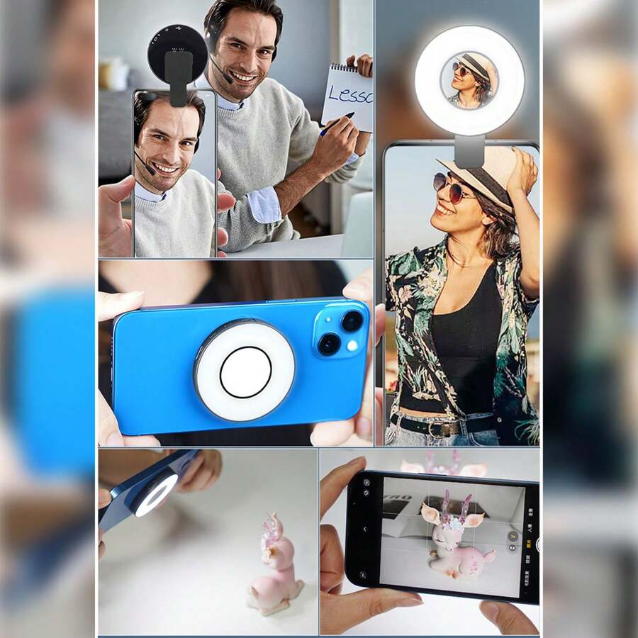 Magnetic Cell Phone Selfie Fill Light Vlog Live Video Light Compatible ...
