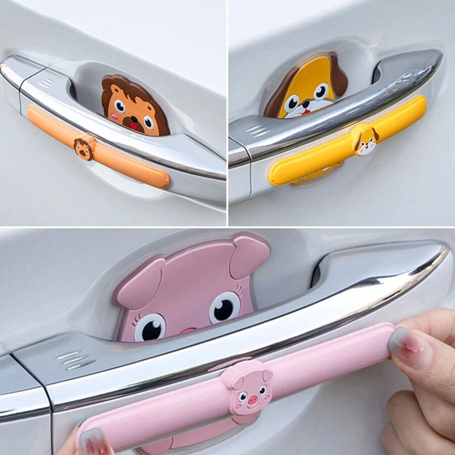 Cute Cartoon Car Door Handle Anti-Collision Strip, PVC Front And Rear Bumper Protection Sticker ...