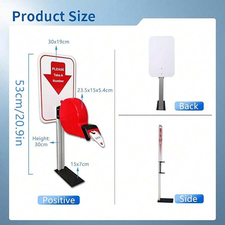 Take-A-Number System Ticket Dispenser With Counter Stand And 1 Roll Queue Tape Paper 3 Digits ...