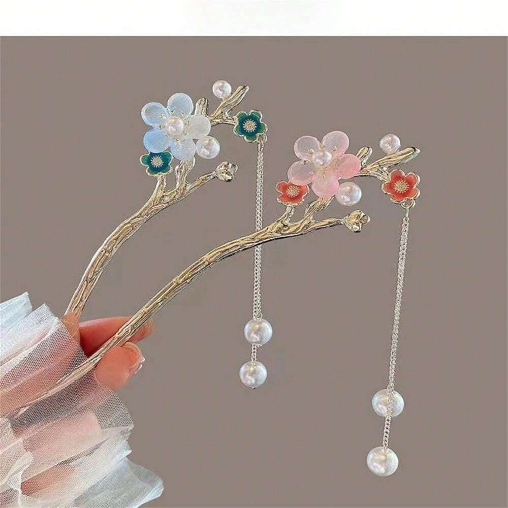Lily Tassel Hair Stick With High-Class Pearl, Traditional Chinese Style ...
