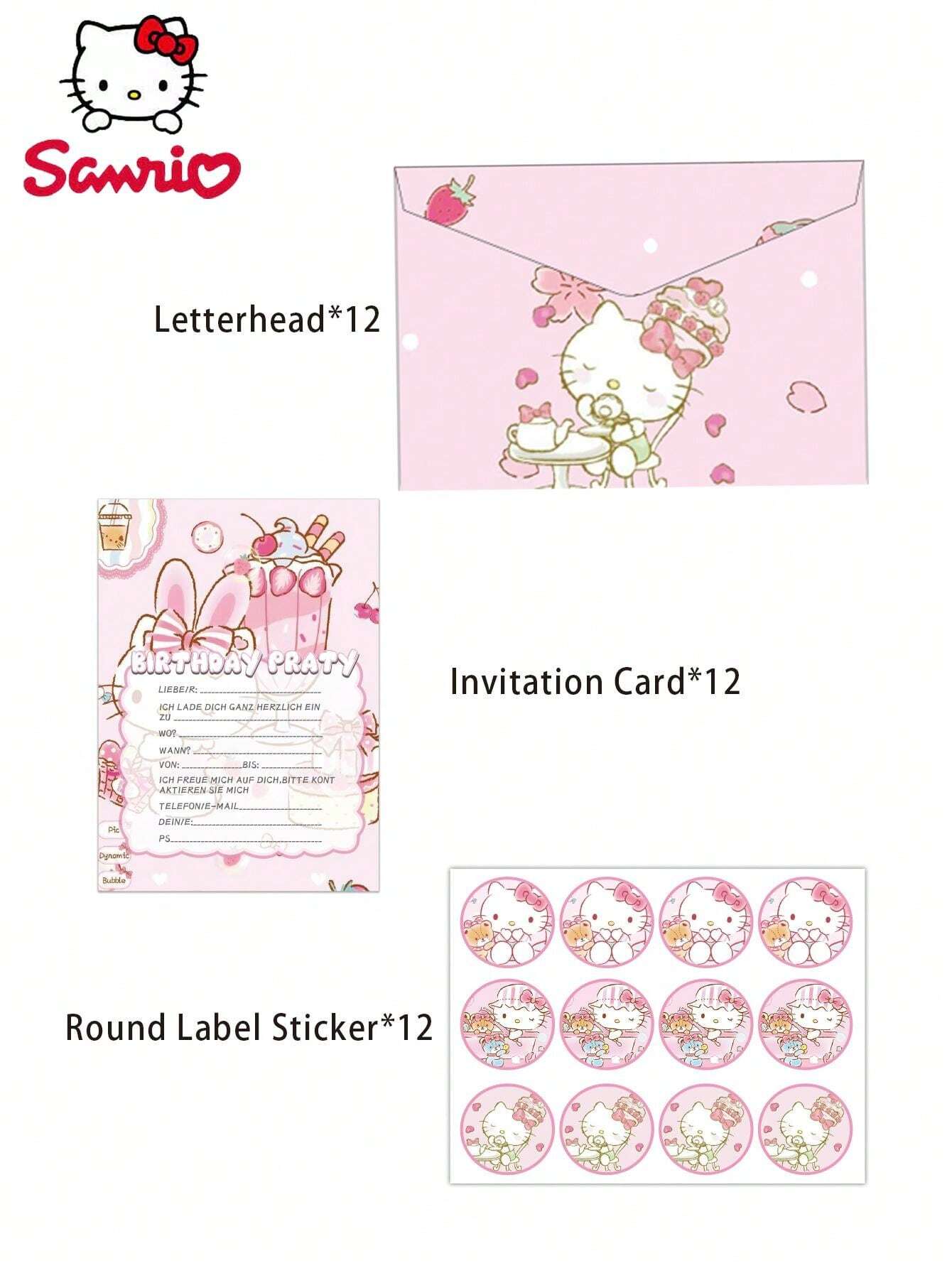 12Sets Sanrio Officially Licensed Invitation Letter With Stickers ...