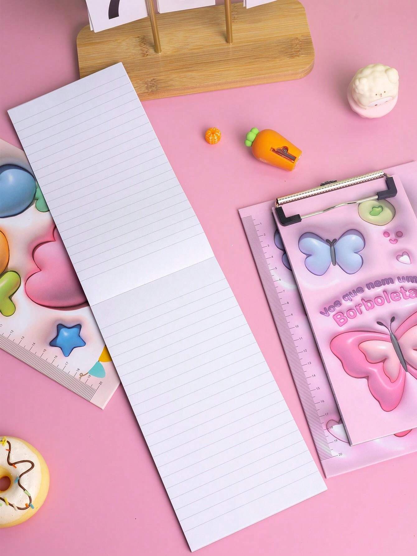3D Cartoon Flower Butterfly Notebook Writing Board, With Ruler And ...