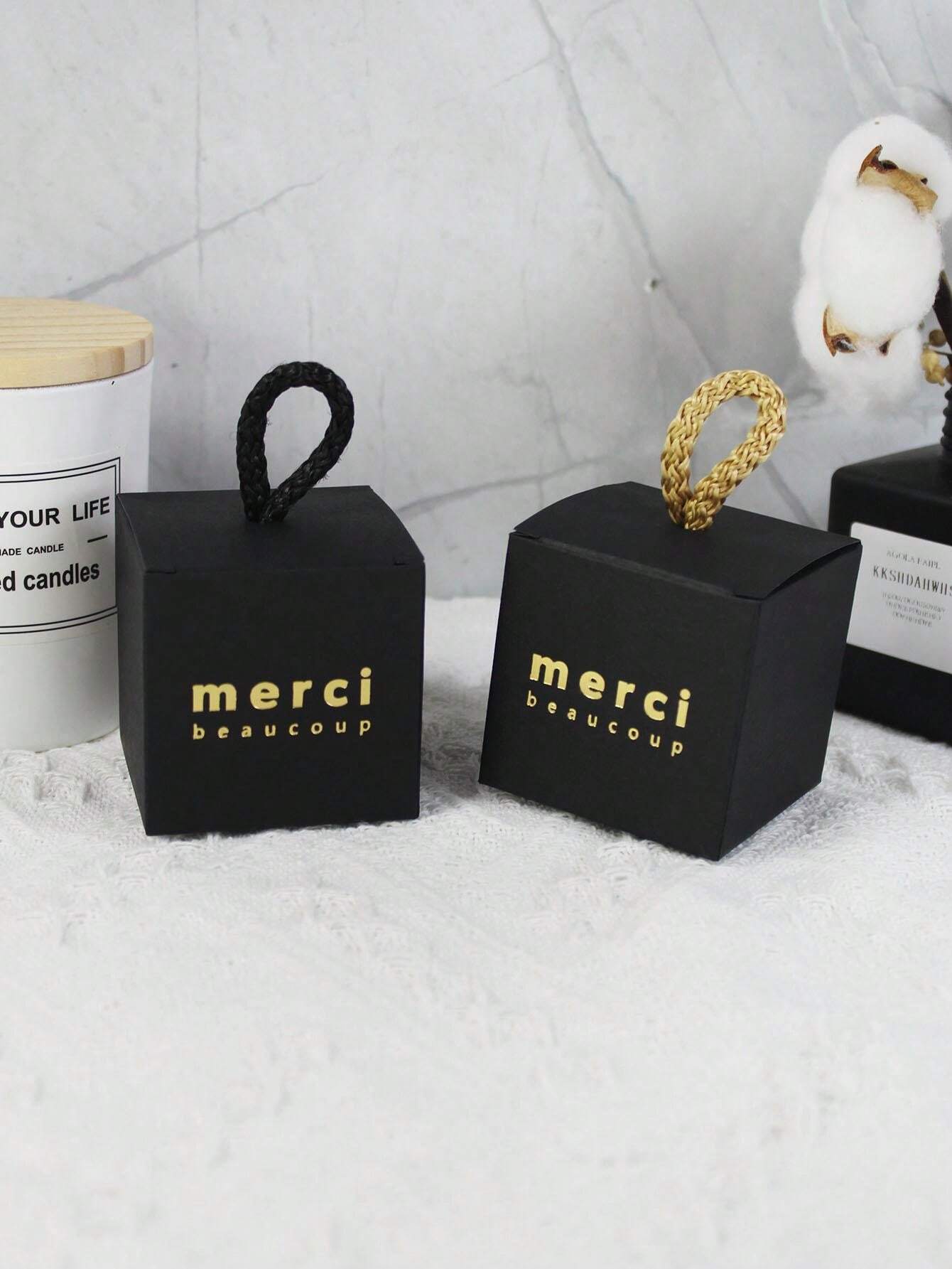 10pcs Chic 'Merci Beaucoup' Mini Gift Boxes In Assorted Colors With ...