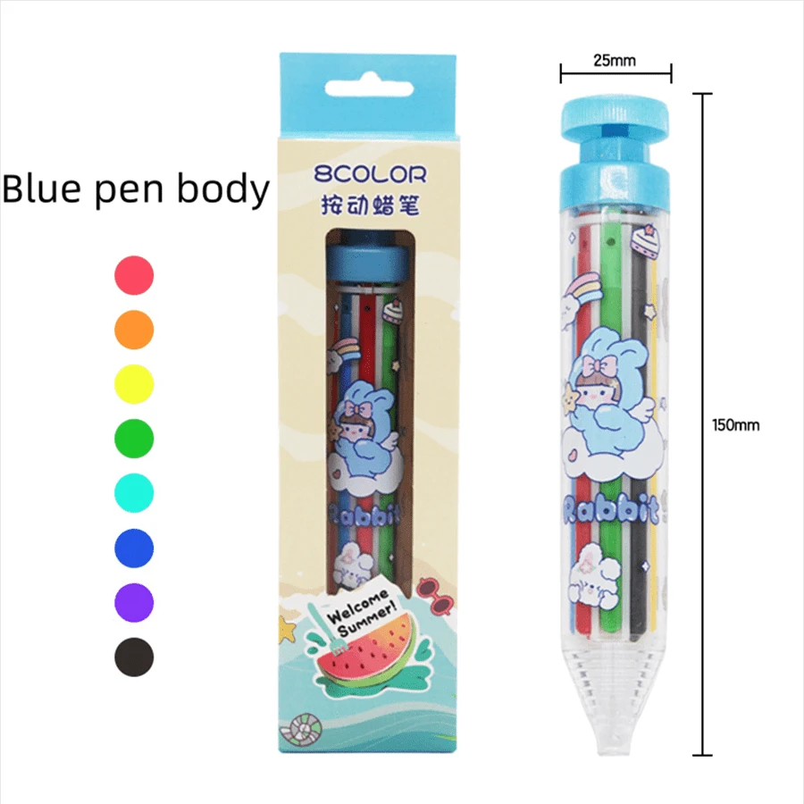 1pc Rotating Crayons Not Dirty Hand Crayons 8-In-1 Rotating Multi-Color ...