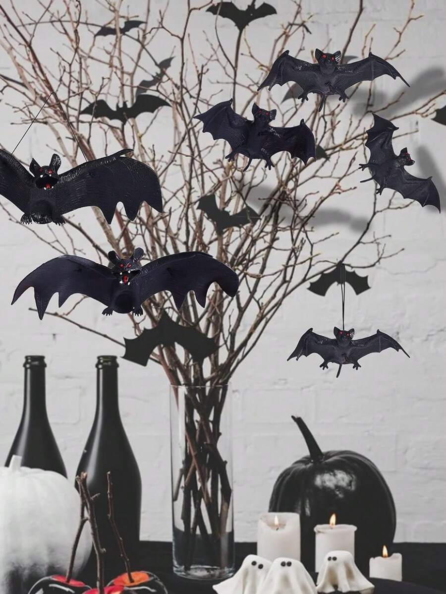 5pcs/10pcs-Halloween Bats Rubber Hanging Vampire Bats For Halloween ...