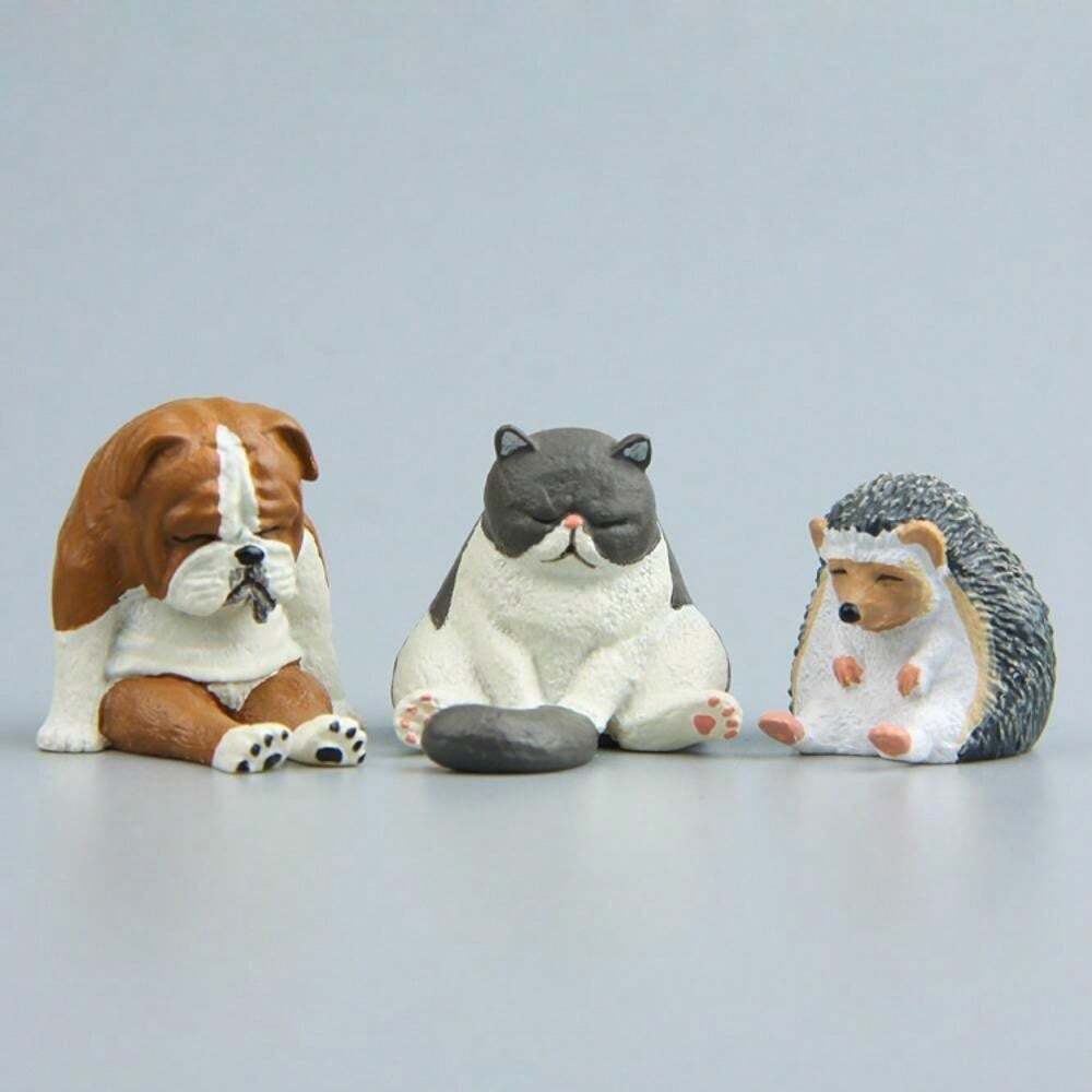Set Of 4 Warm And Fresh Style Japanese Zoo Animals Sitting Sleepy ...