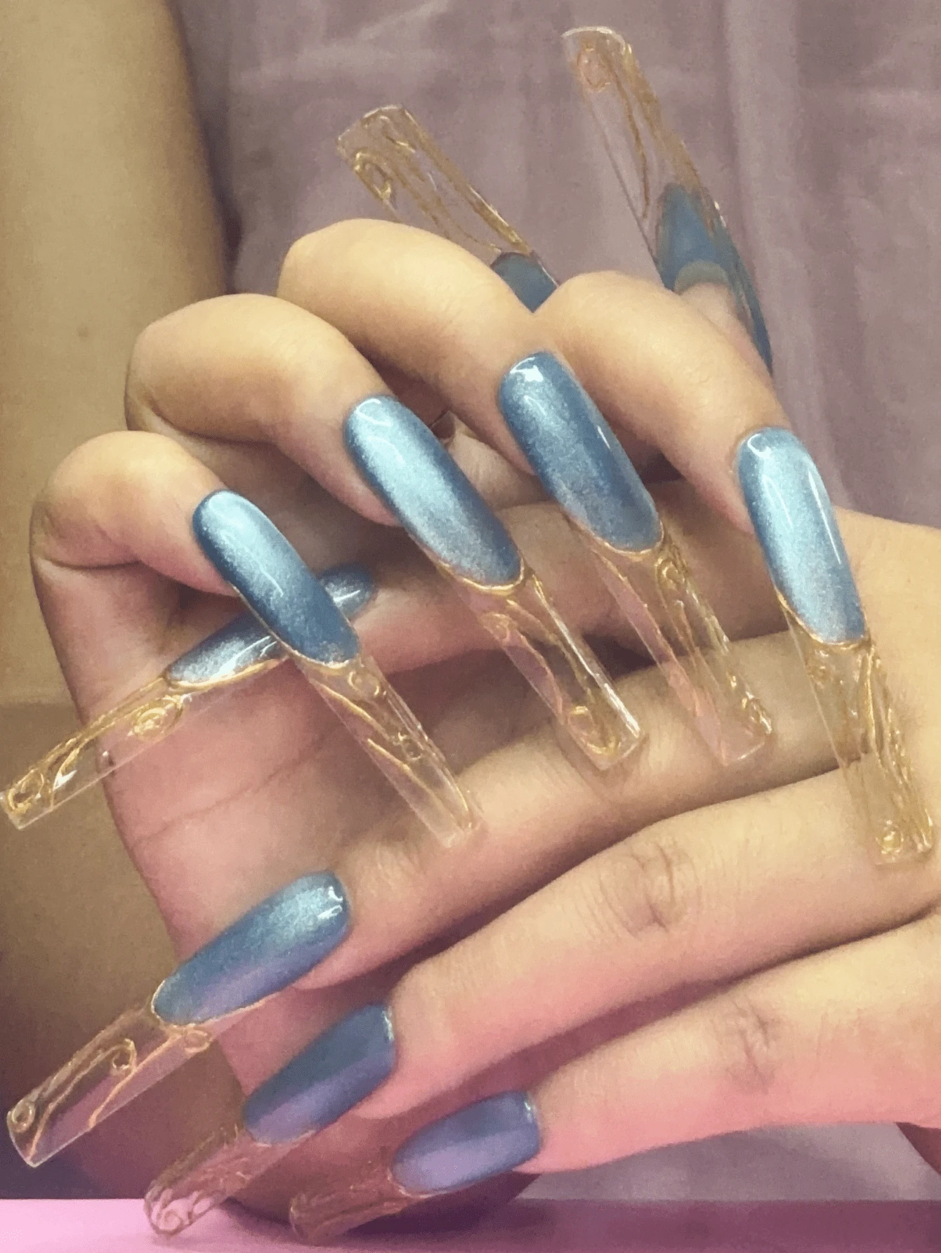 3D Summer Wave Feel 10 Pieces Coffin Shaped Super Long Nail Wave ...