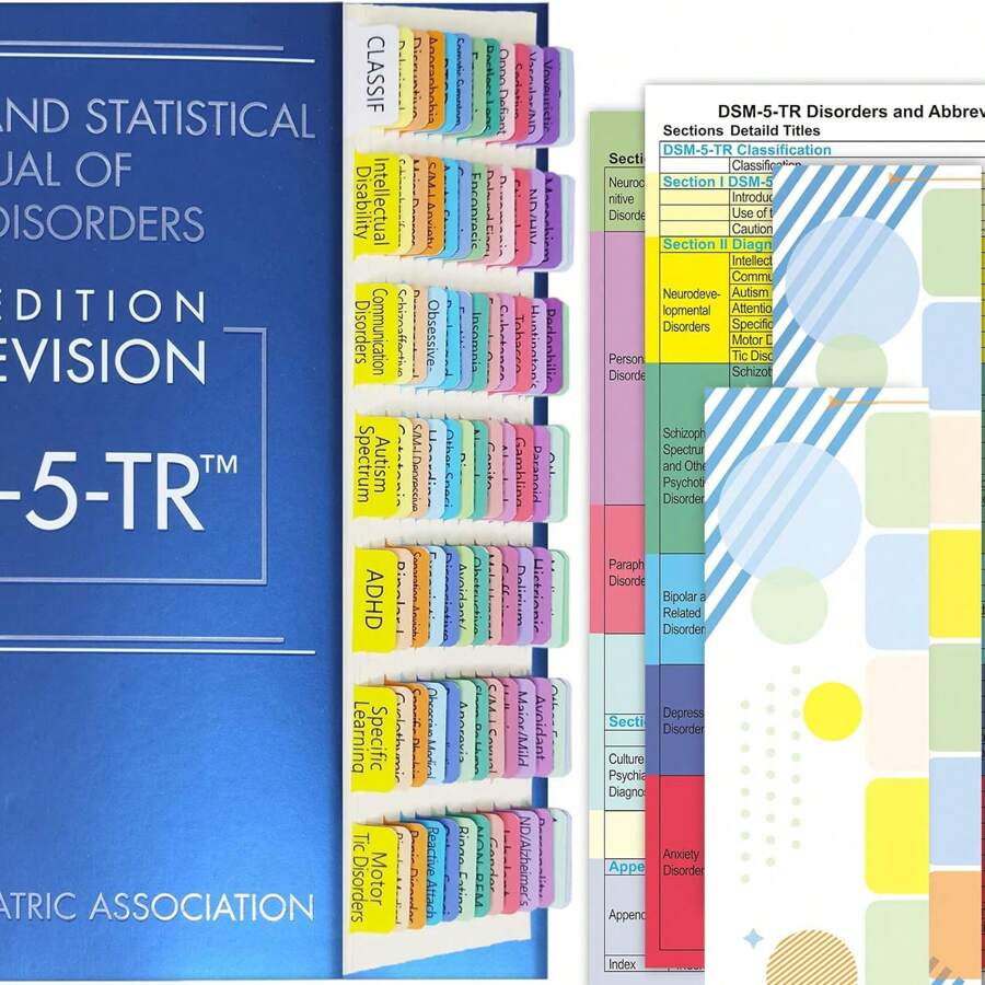 Guias de índice para DSM-5-TR, guias de índice DSM-V-TR 2022 codificadas por cores com guia de ...