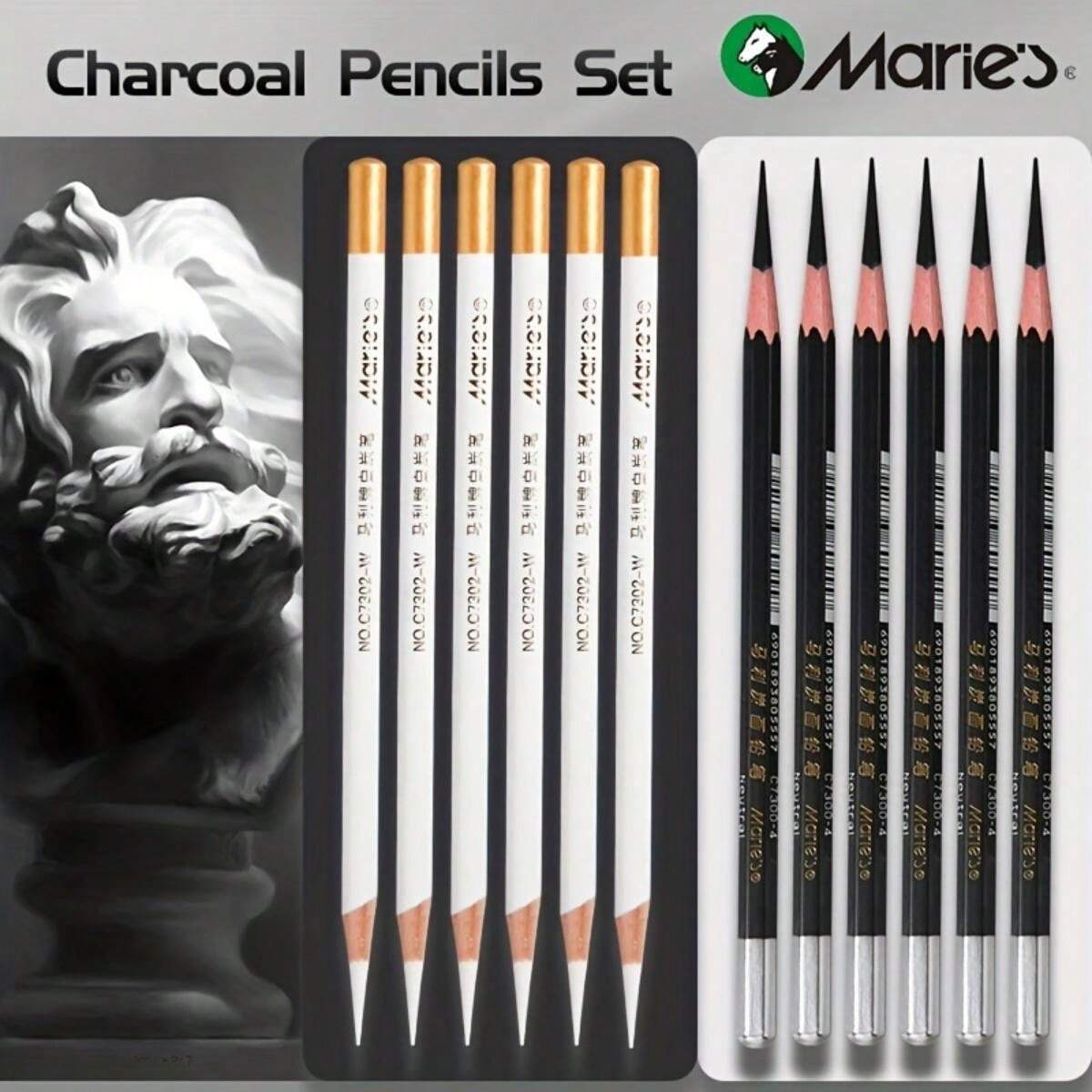 12 Sketching Pencil Set - Mixed Set 2H-14B Professional Black And White ...