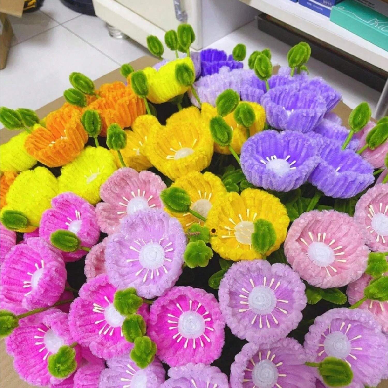 [423Pieces Craft Supplies]Corn Poppy Flower Pipe Cleaner Kit Indluding ...
