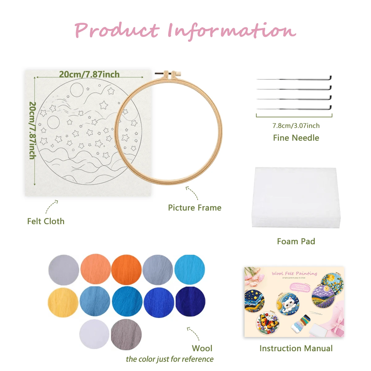 1 Pack Starry Sky Pattern Needle Felt Starter Set For Adults Wave ...