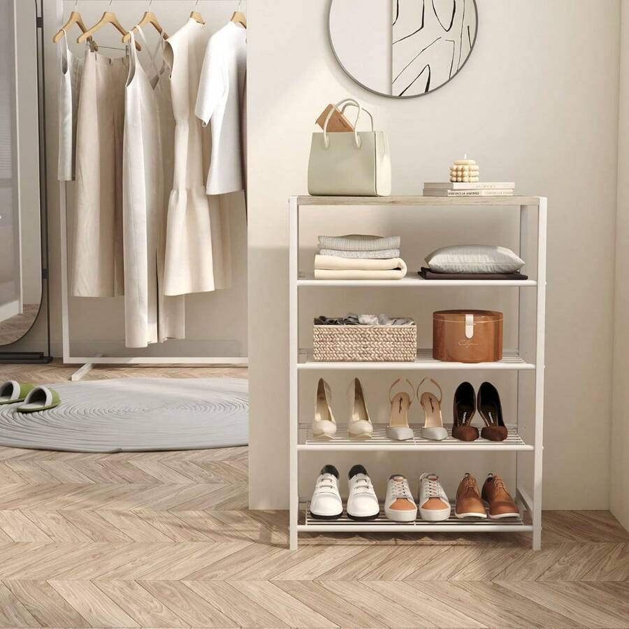 Shoe Rack 5-Tier, Shoe Storage Shelf, Industrial Shoe Tower, Narrow ...