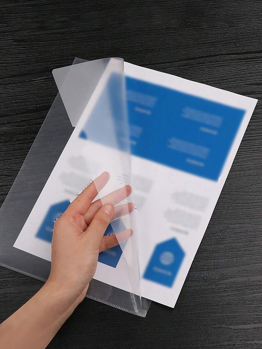 12pcs A4 Size Transparent L-Shaped Folder, Thick Single Page File Bag ...