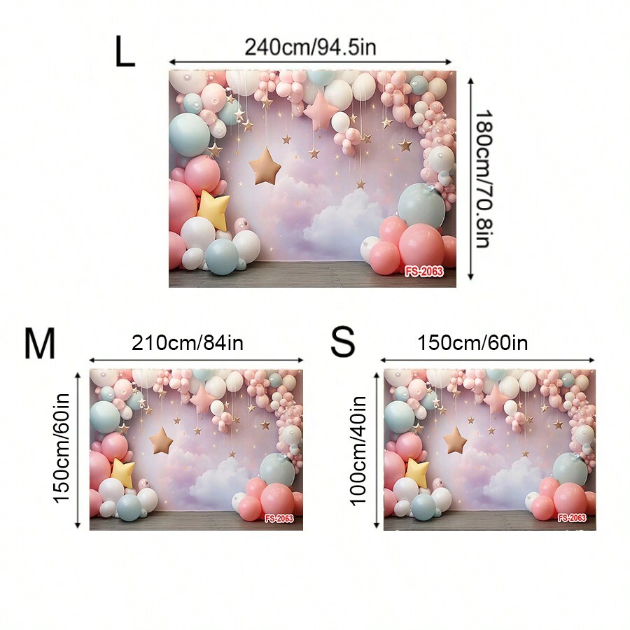 Photography Backdrop Pink Balloon Rainbow Decor For Birthday Party ...