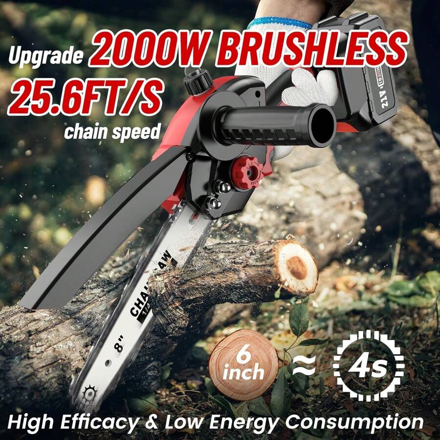 Seesii Mini Chainsaw, 8 Inch Electric Battery Chainsaw Cordless ...