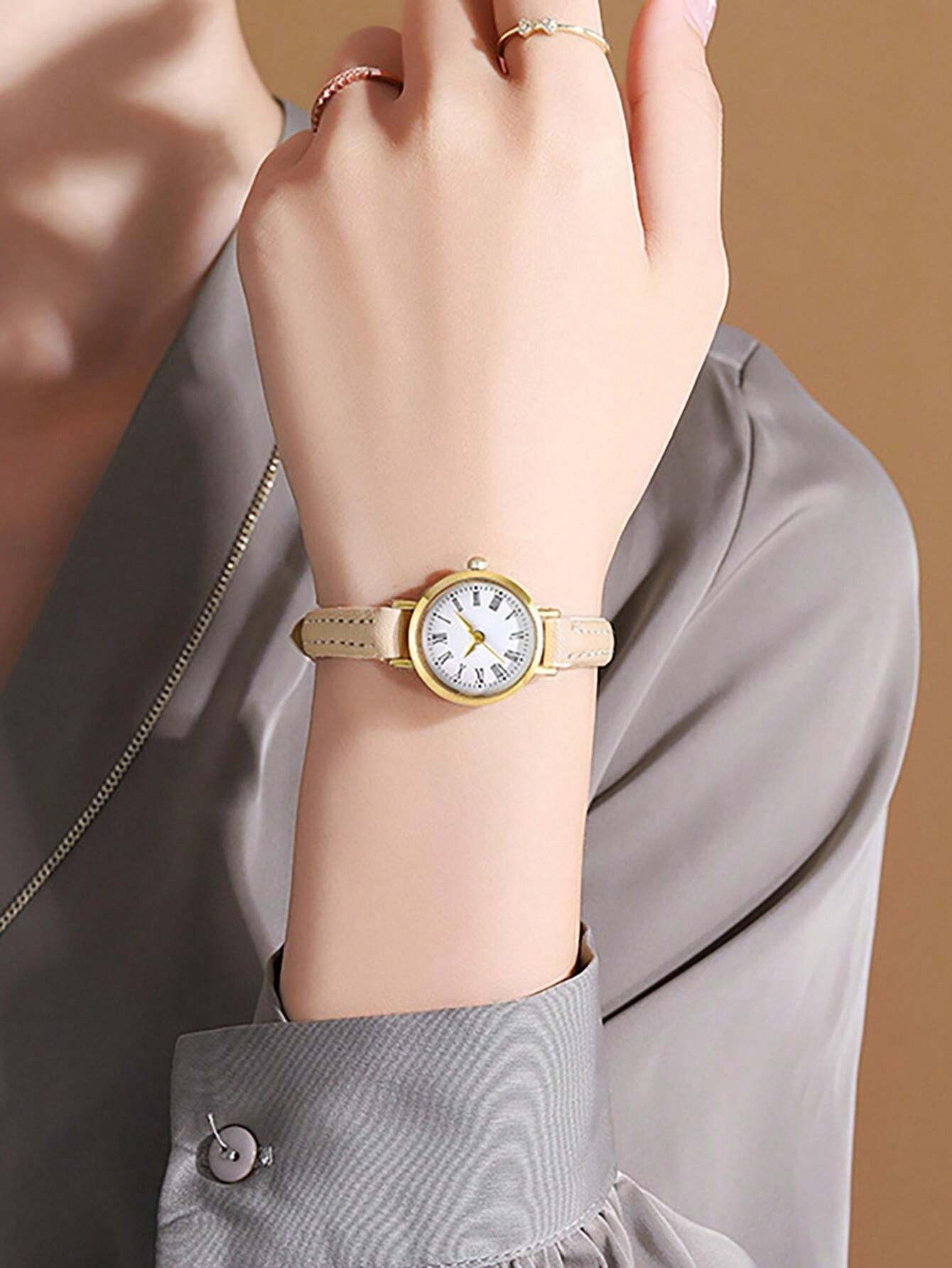 Reloj de cuarzo con correa delgada vintage y escala romana minimalista ...