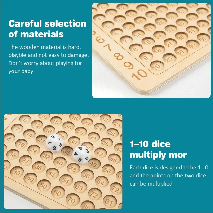 Wooden Math Multiplication Board Montessori Children Counting Toy ...