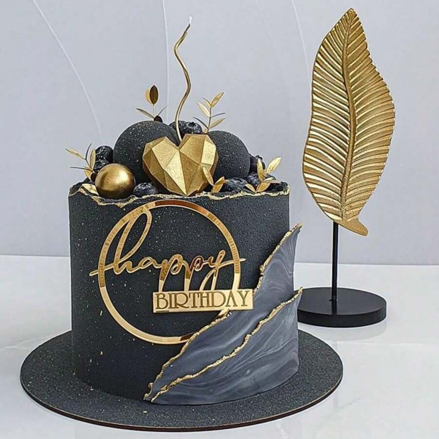 5pcs Acrylic Happy Birthday Cake Happy Birthday Cake Topper Mirror Gold ...