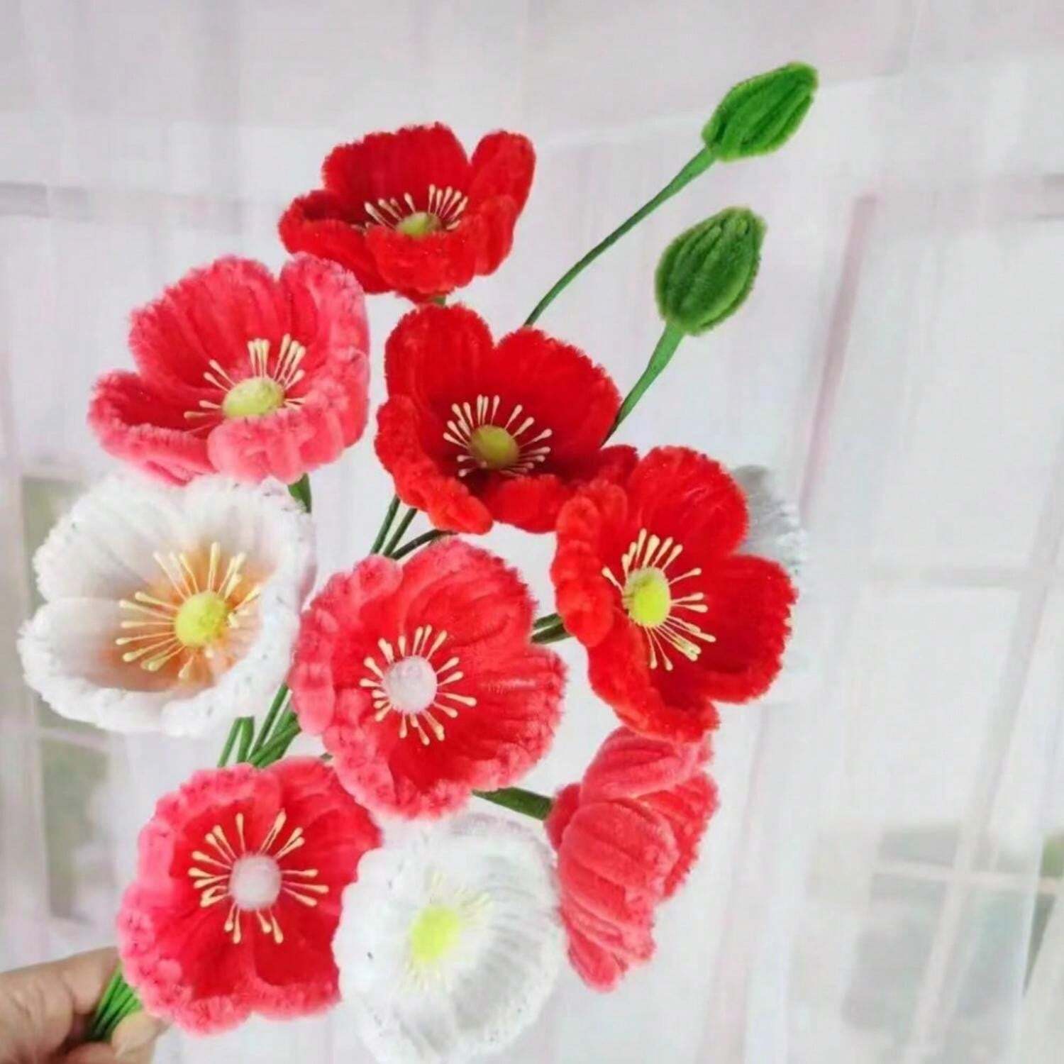 [423Pieces Craft Supplies]Corn Poppy Flower Pipe Cleaner Kit Indluding ...